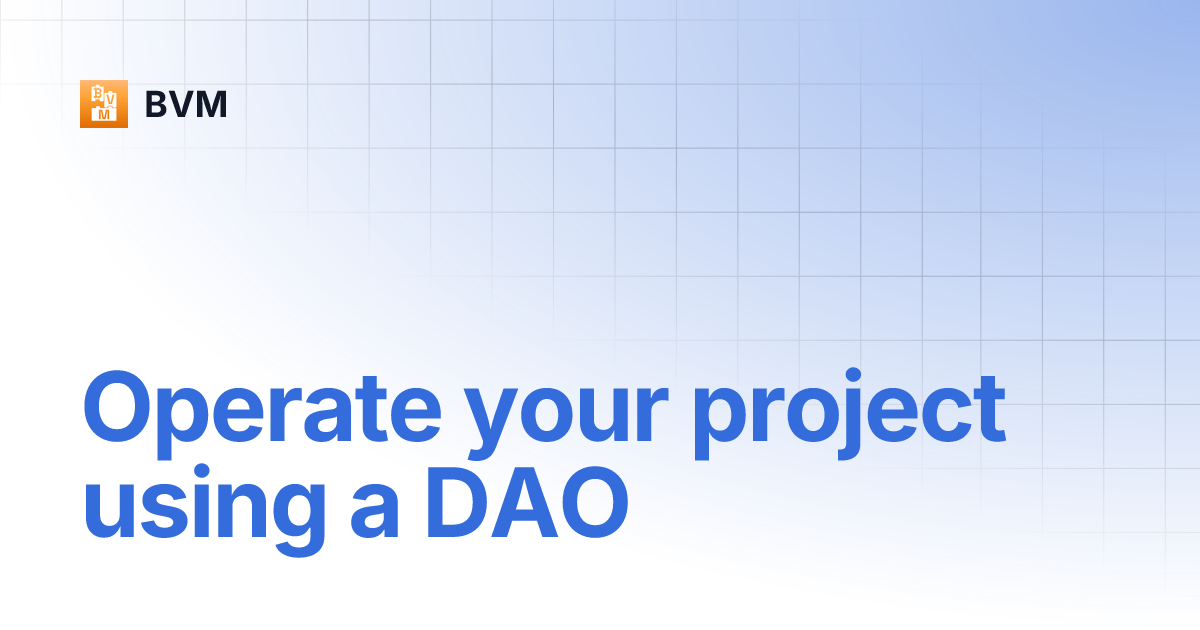 Operate your project using a DAO | BVM